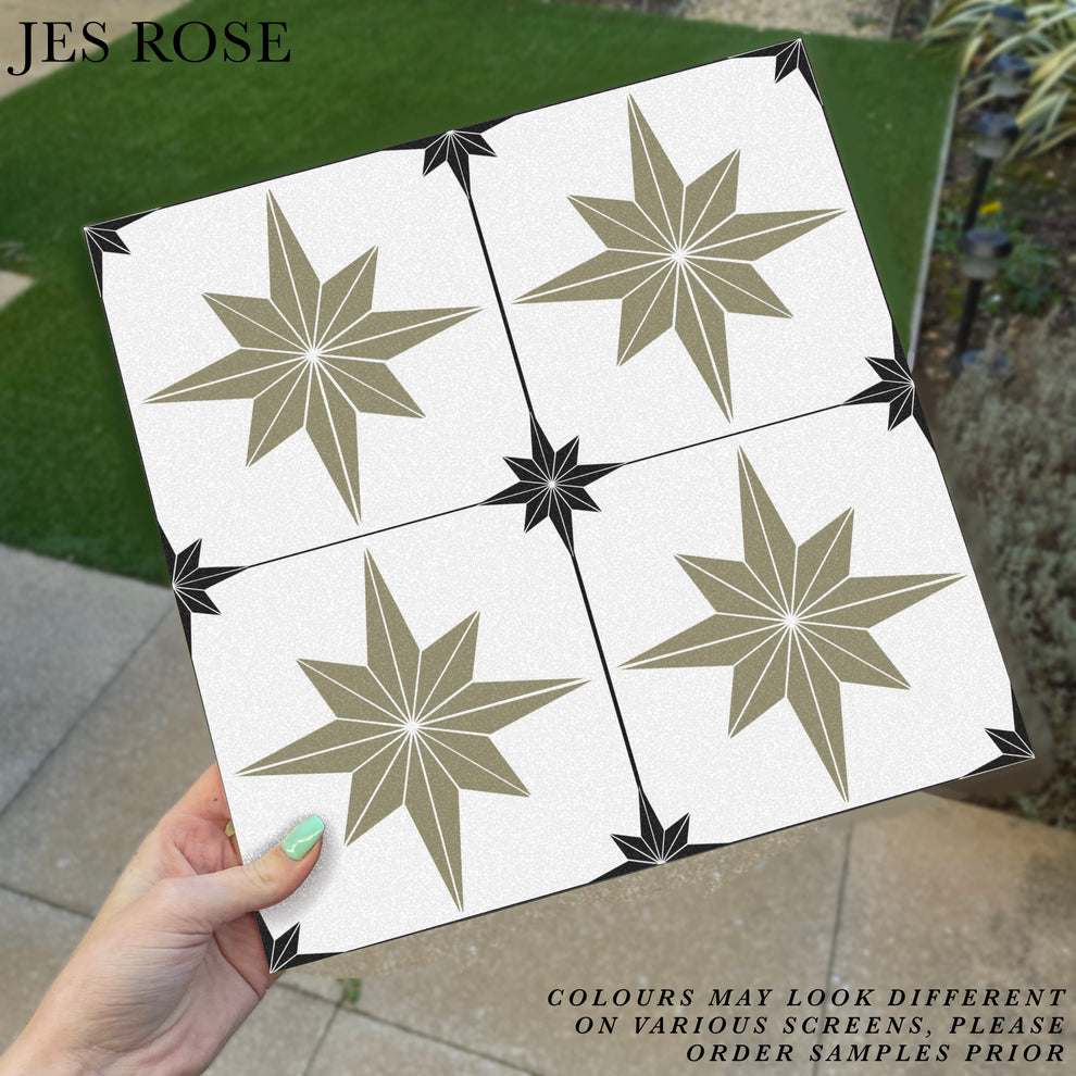 Astral Star Sage & Black (Small) Premium Peel & Stick Tiles – Jes Rose