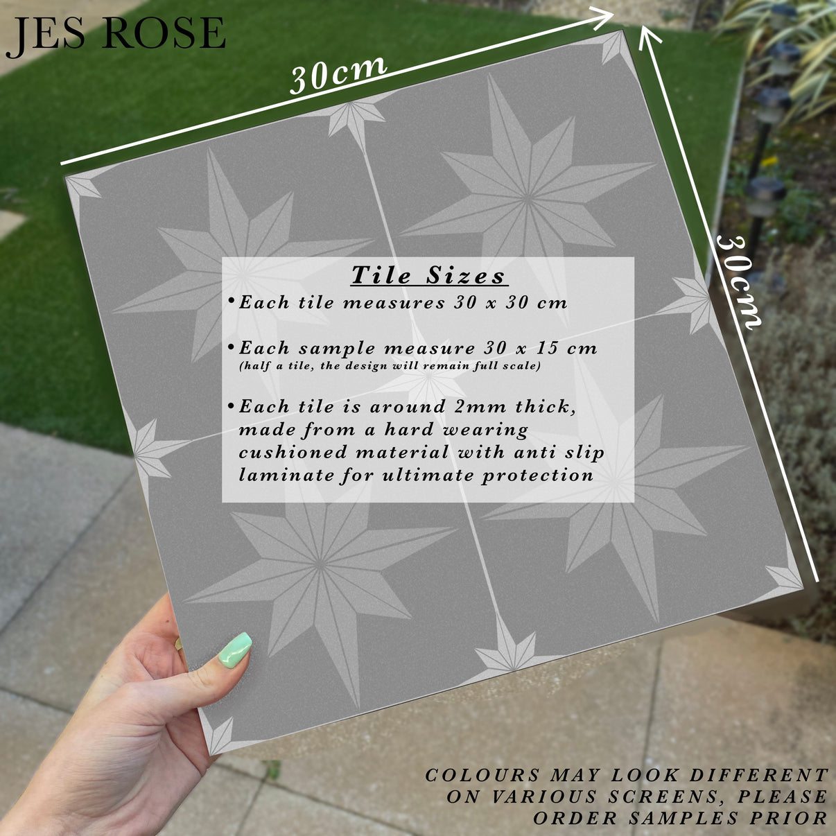 Astral Star Sage & Black (Small) Premium Peel & Stick Tiles – Jes Rose